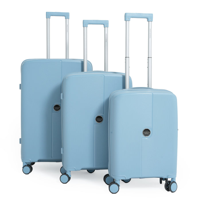 Light Blue 3PCS PP Trolley Luggage Set (20/24/28 Inch) – Lightweight ...